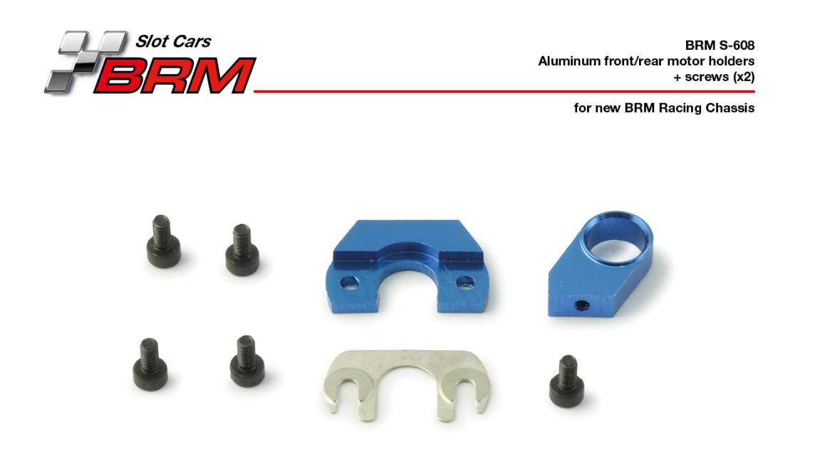 S-608 - NEW BRM RACING CHASSIS - MOTOR MOUNT BRACKET & SHIM + SCREWS